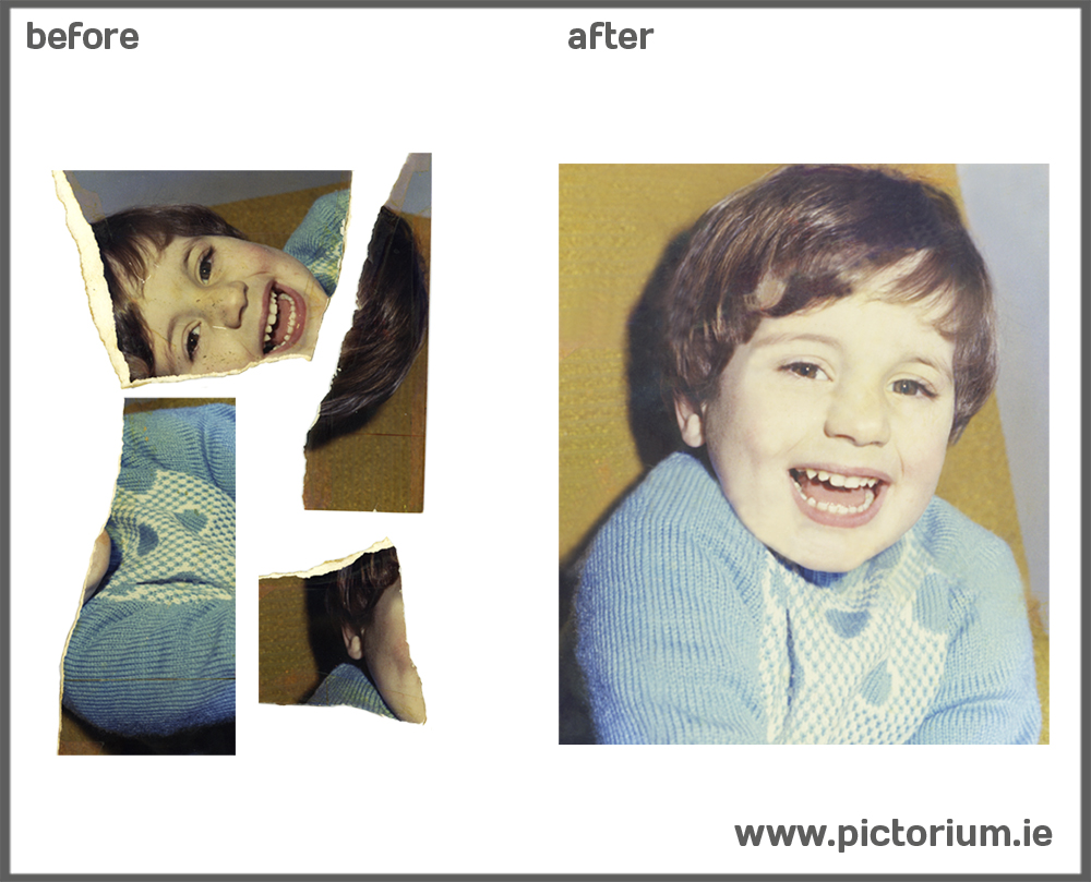 DUBLIN PHOTO RESTORATION SERVICES Torn and stained photo. Digitally ...