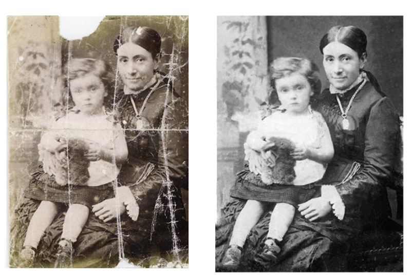 Old Damaged Family Photo