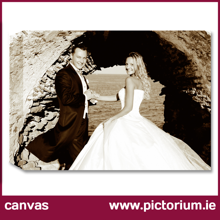 WEDDING CANVAS Canvas Prints. Bride and Groom in Sepia. Over 50 sizes ...